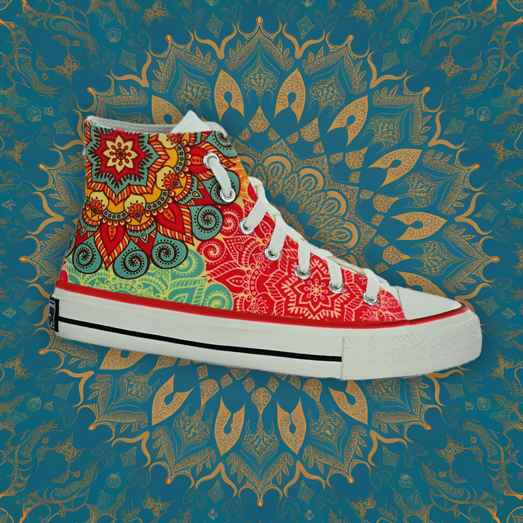 Discover the artistry in footwear with Mandala Sneakers – a canvas of ...